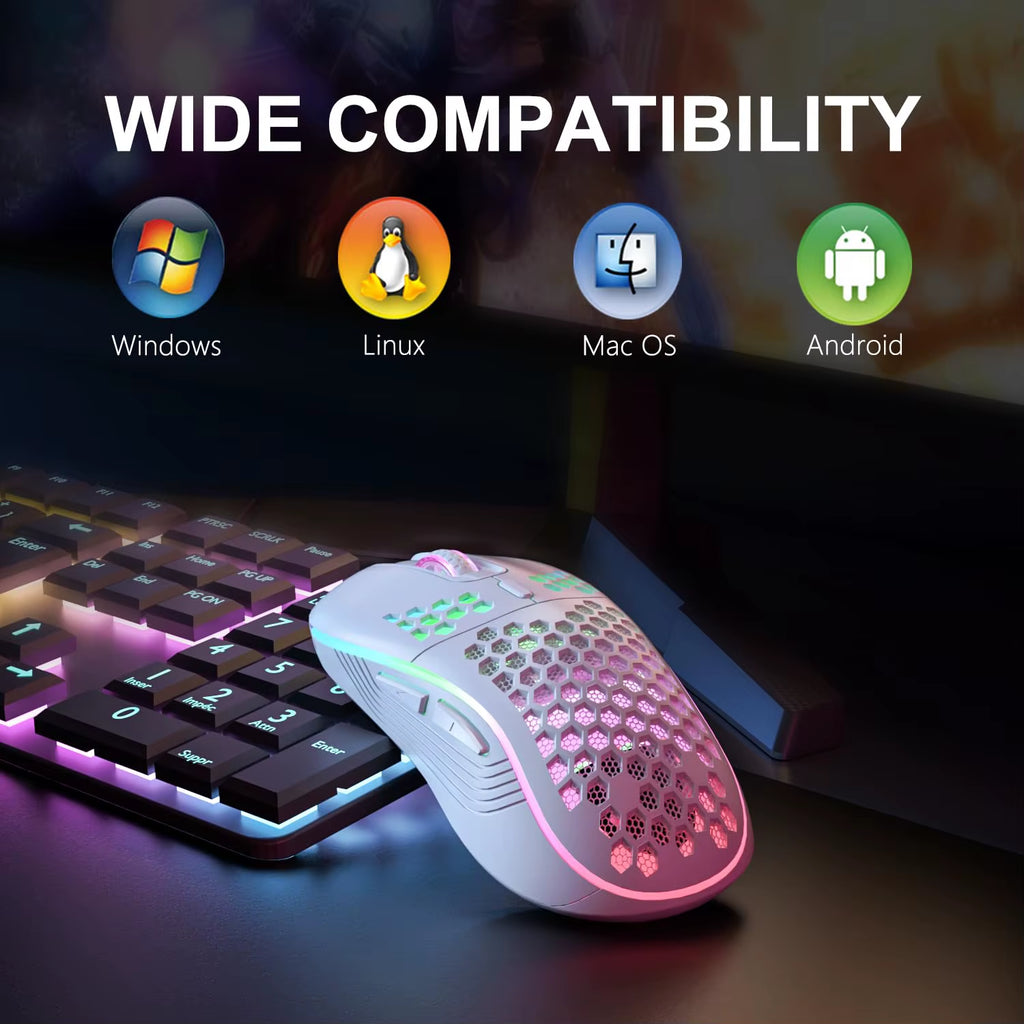 2.4G Wireless Mouse with RGB Backlit 6-Button 3-Speed DPI Type C Recha ...